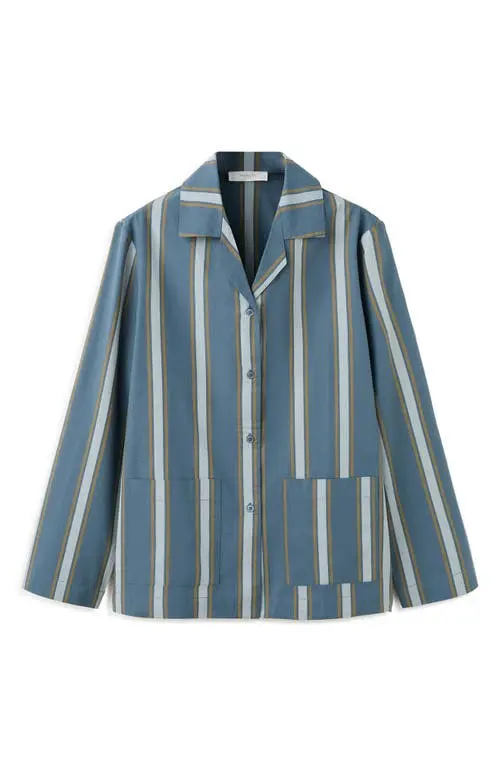 Mango Stripe Cotton Button-up Pajama Shirt
