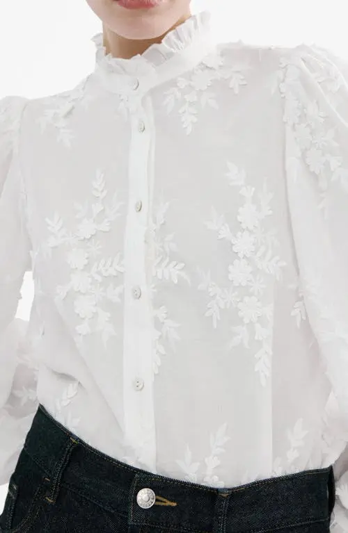 Mango Floral Embroidered Cotton Shirt