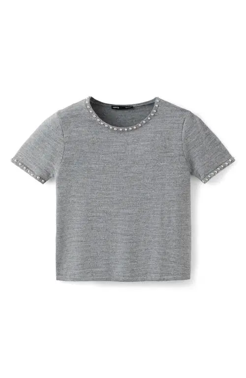 Mango Studded Short Sleeve Sweater