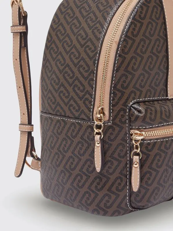 Liu Jo Monogrammed Backpack With Chain Detail - Brown