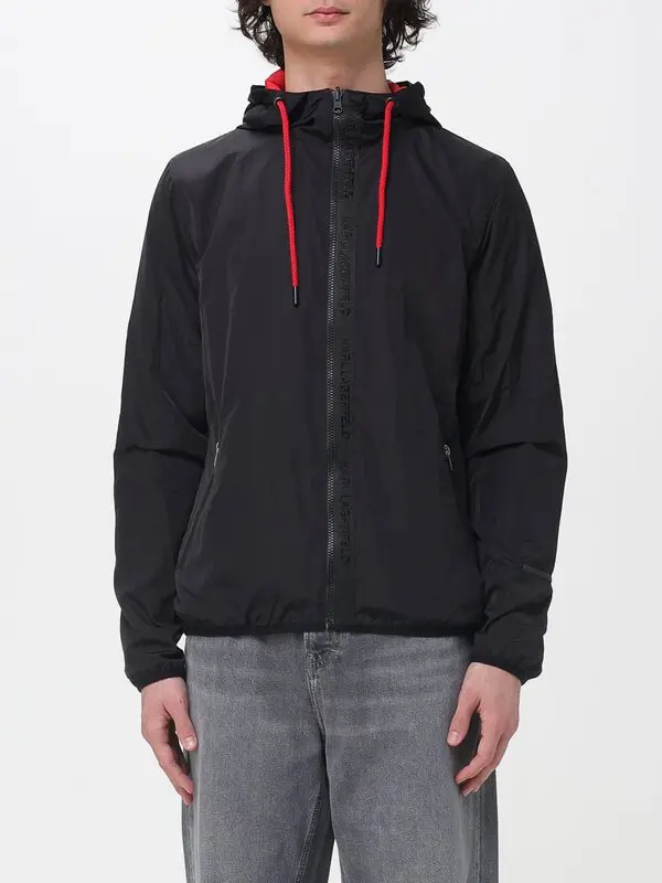 Karl Lagerfeld Hooded Windbreaker Jacket - Black