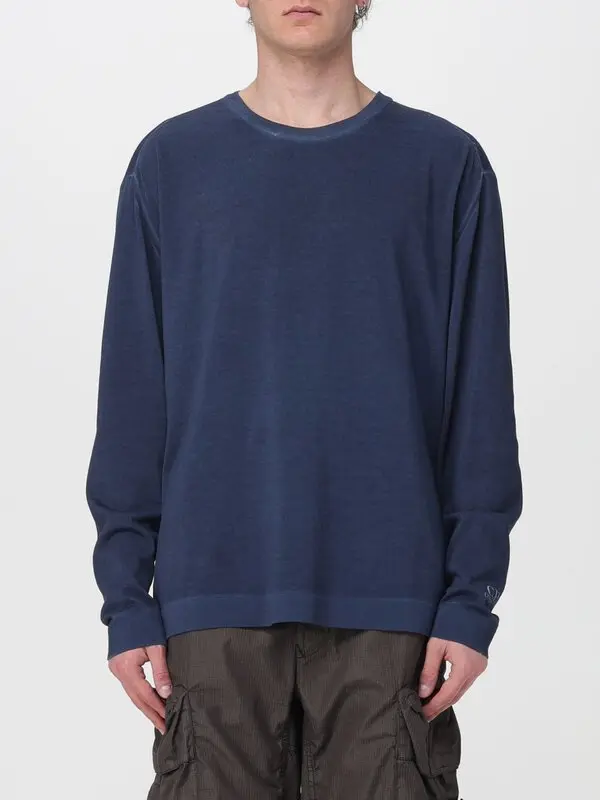 C.P. COMPANY Crew Neck Long Sleeve Cotton Sweater - Blue
