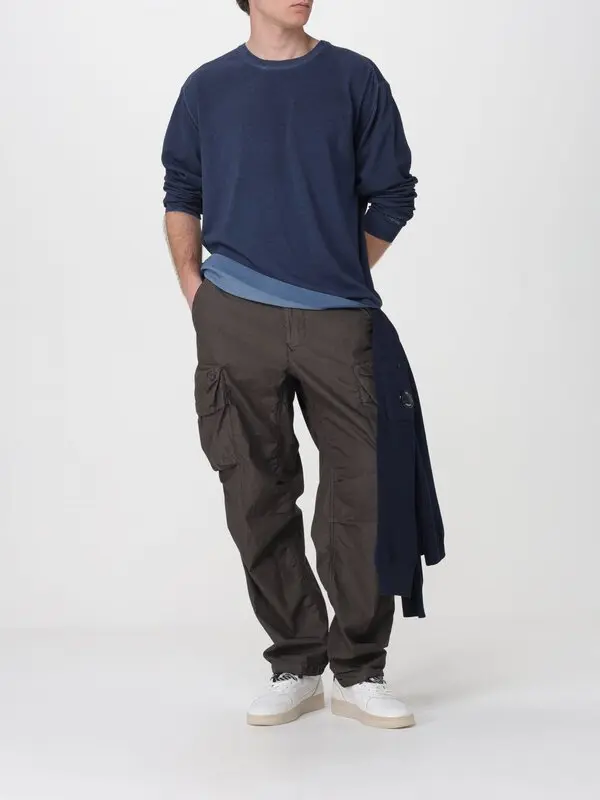 C.P. COMPANY Crew Neck Long Sleeve Cotton Sweater - Blue