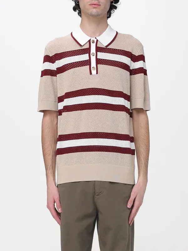 Dries Van Noten Striped Viscose Polo Shirt - Beige