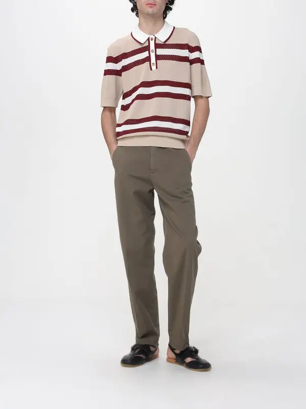 Dries Van Noten Striped Viscose Polo Shirt - Beige