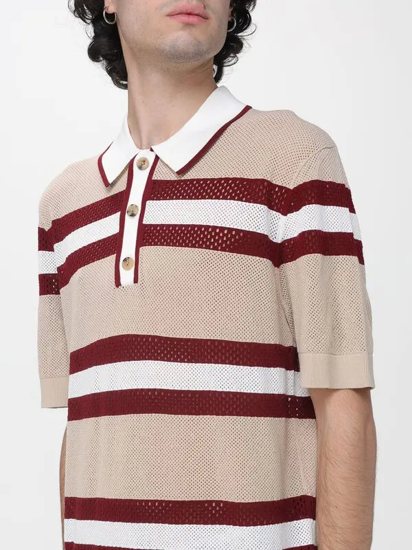 Dries Van Noten Striped Viscose Polo Shirt - Beige