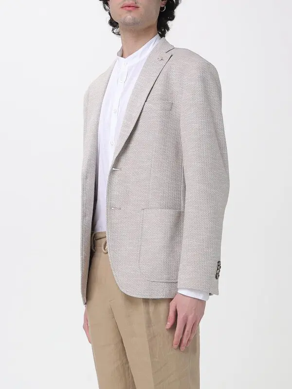 MANUEL RITZ Cotton And Linen Single Breasted Blazer - Beige