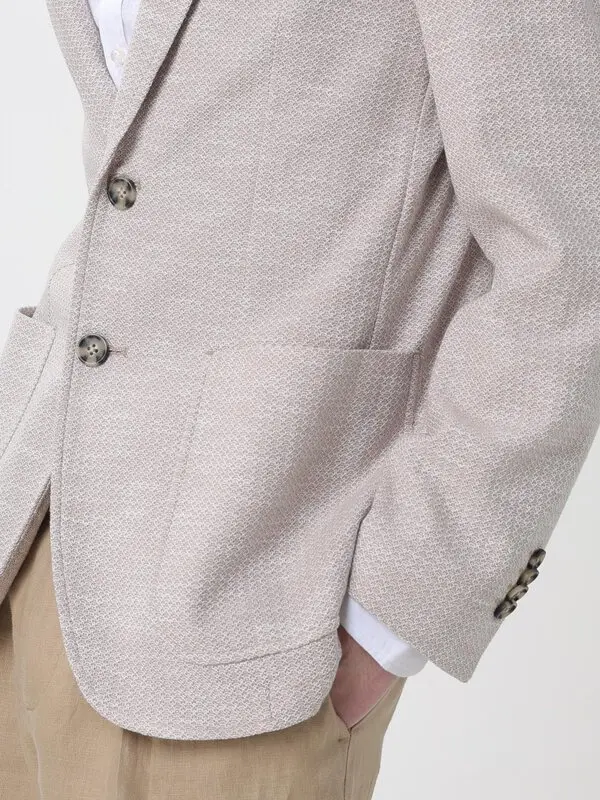 MANUEL RITZ Cotton And Linen Single Breasted Blazer - Beige