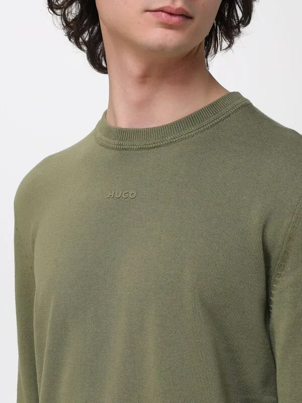 Hugo Cotton Knit Crewneck Jumper - Green