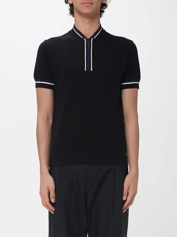 PAOLO PECORA Silk Polo Shirt - Black