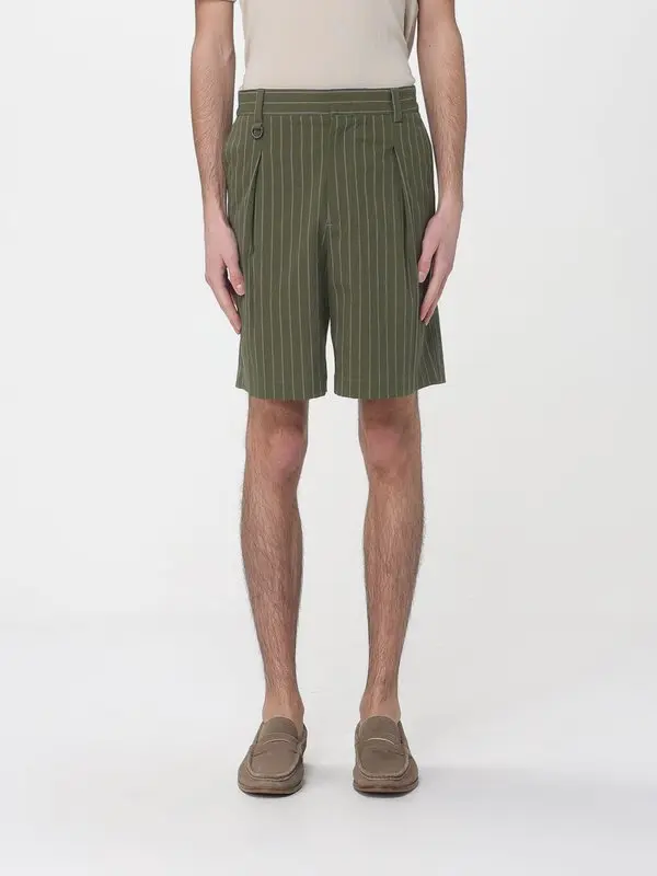 PAOLO PECORA Striped Stretch Cotton Shorts - Green