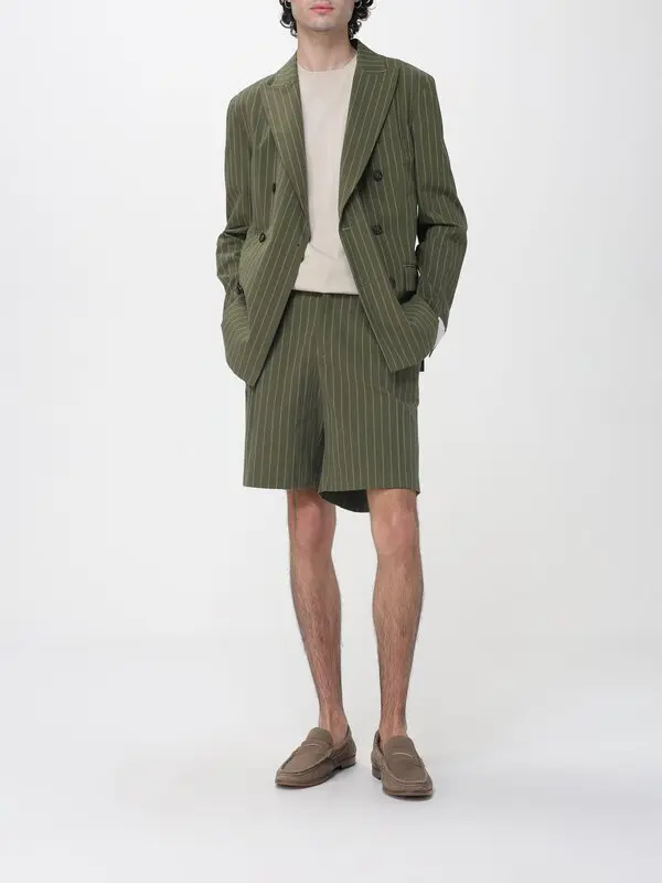 PAOLO PECORA Striped Stretch Cotton Shorts
