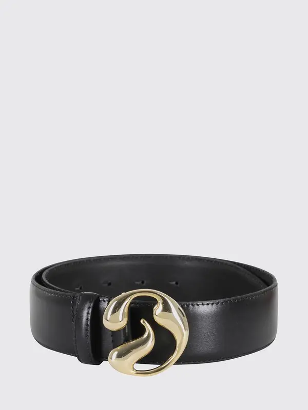 Erika Cavallini Wide Belt With Gold Tone Buckle - Black