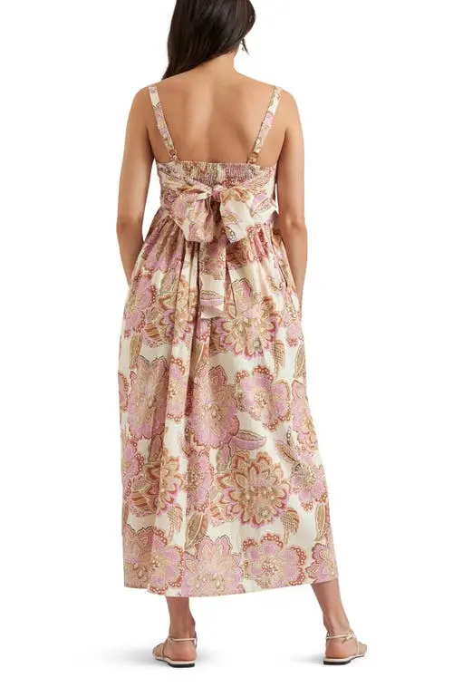 RIPE MATERNITY Hope Tie Back Linen Blend Maxi Dress