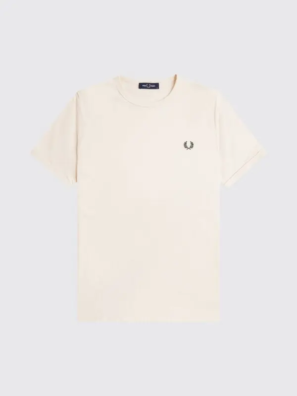 Fred Perry Cotton T-shirt With Mini Logo - Beige