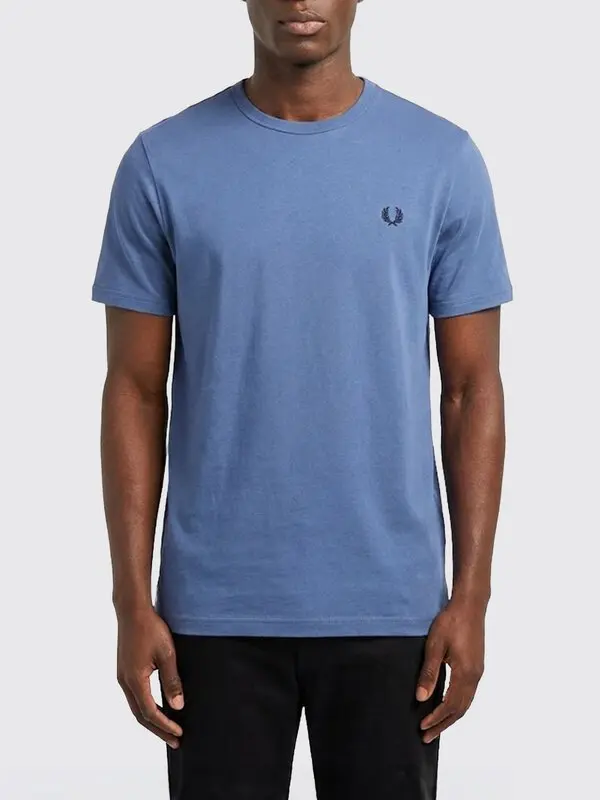 Fred Perry Cotton T-shirt With Mini Logo - Blue