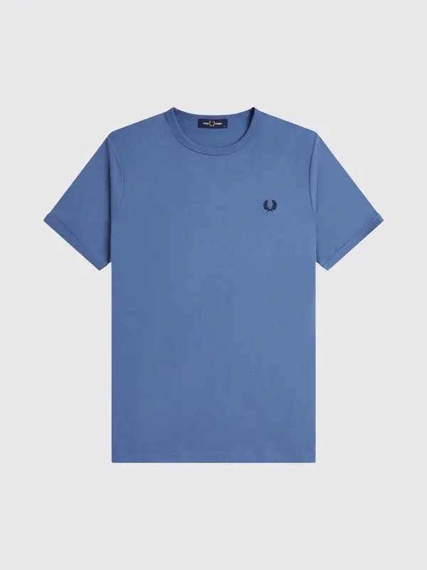 Fred Perry Cotton T-shirt With Mini Logo - Blue