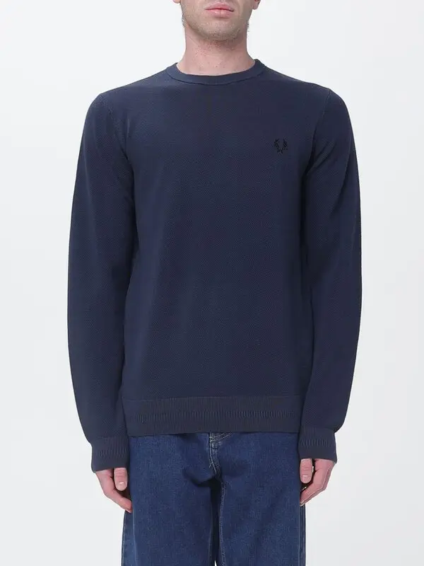 Fred Perry Textured Crew Neck Sweater - Blue
