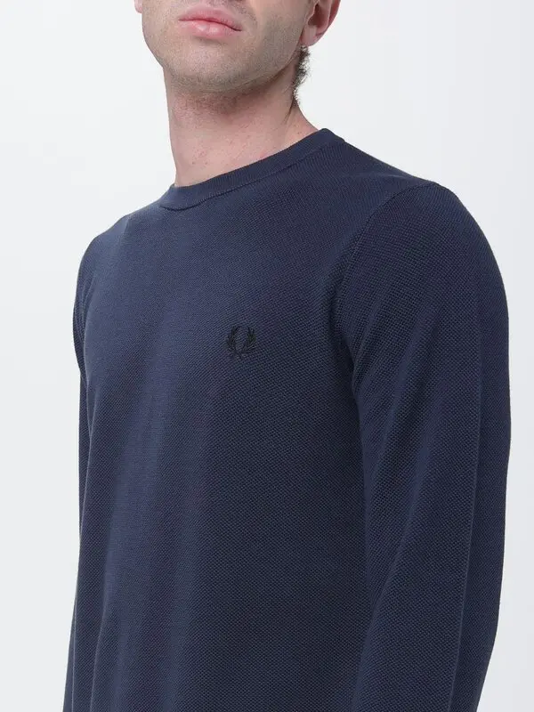 Fred Perry Textured Crew Neck Sweater - Blue