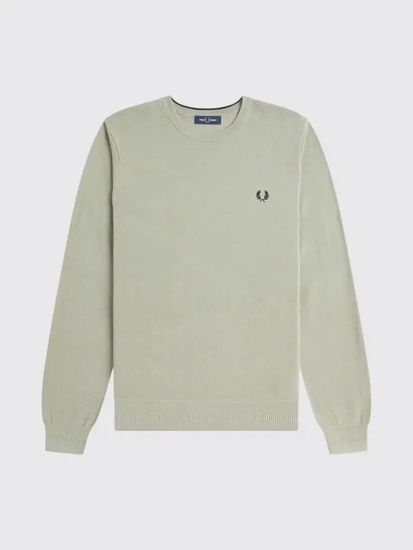 Fred Perry Crew Neck Sweater With Embroidered Logo - Green