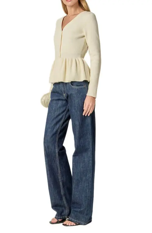 English Factory Peplum Rib Top