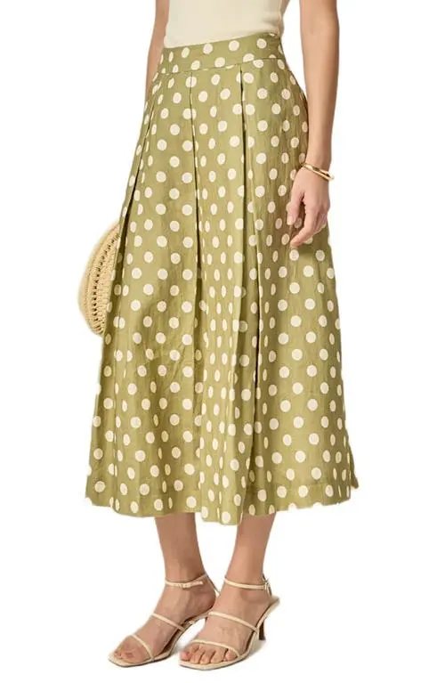 English Factory Polka Dot A-line Linen Skirt