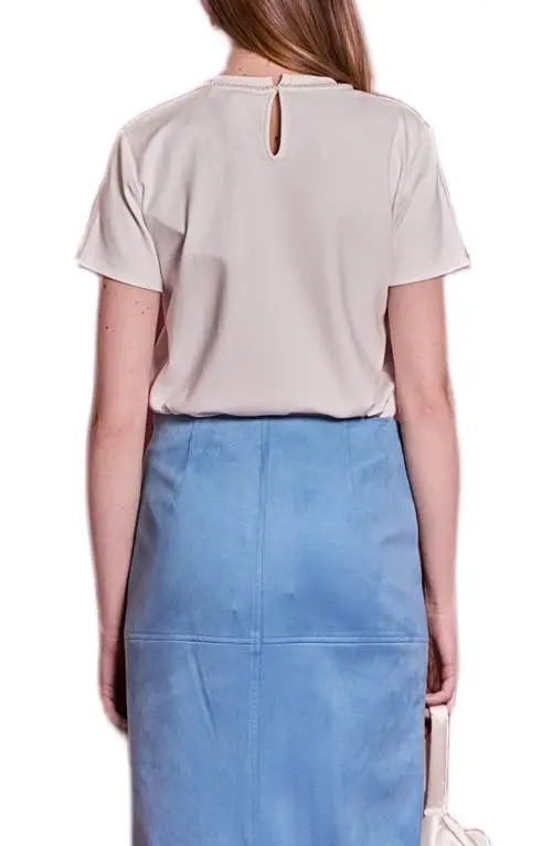 English Factory Imitation Pearl Trim Top