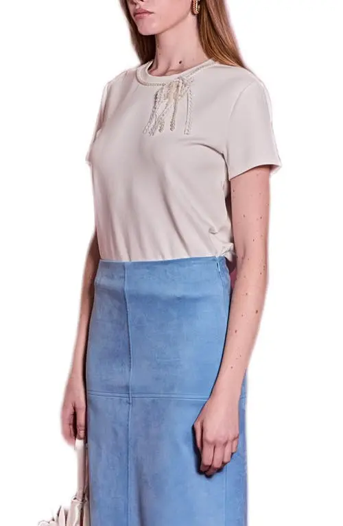 English Factory Imitation Pearl Trim Top