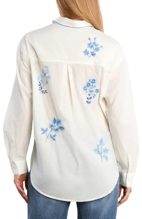 BILLY T Floral Embroidered Button-up Shirt - Bright White