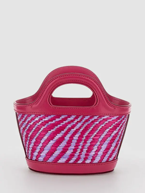 Marni Tropicalia Mini Raffia And Leather Bag - Violet