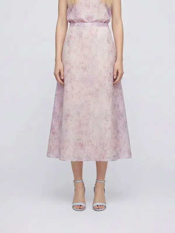 Alberta Ferretti Printed A-line Midi Skirt - Pink