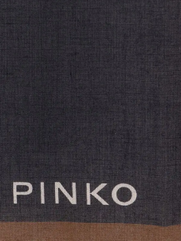 Pinko Logo Cotton Foulard - Brown