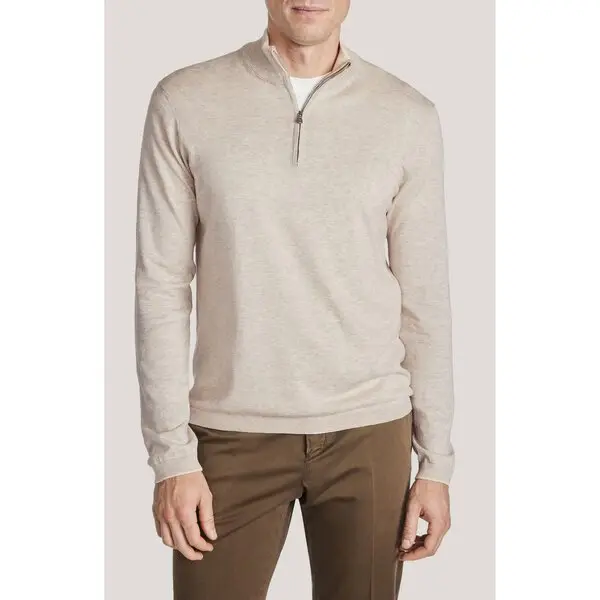 JACK VICTOR Daniel Quarter-zip Cotton Sweater