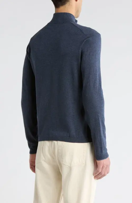 JACK VICTOR Daniel Quarter-zip Cotton Sweater - Washed Navy