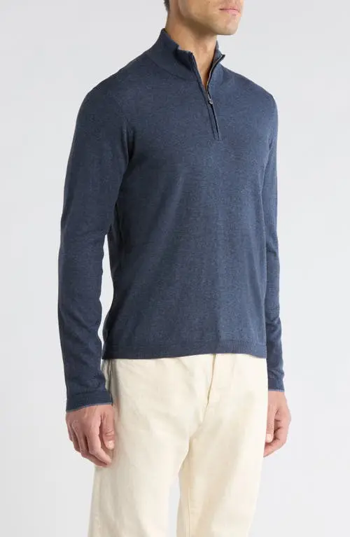 JACK VICTOR Daniel Quarter-zip Cotton Sweater - Washed Navy