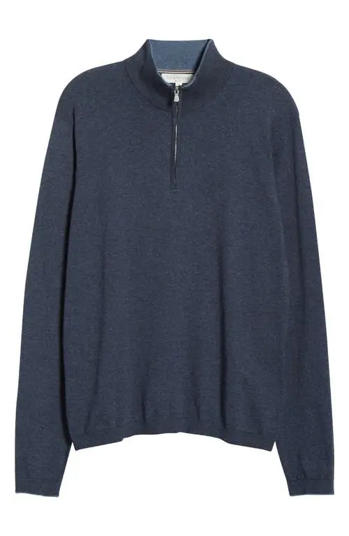 JACK VICTOR Daniel Quarter-zip Cotton Sweater - Washed Navy