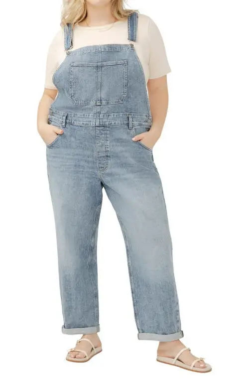 SILVER JEANS CO. Straight Leg Denim Overalls - Indigo