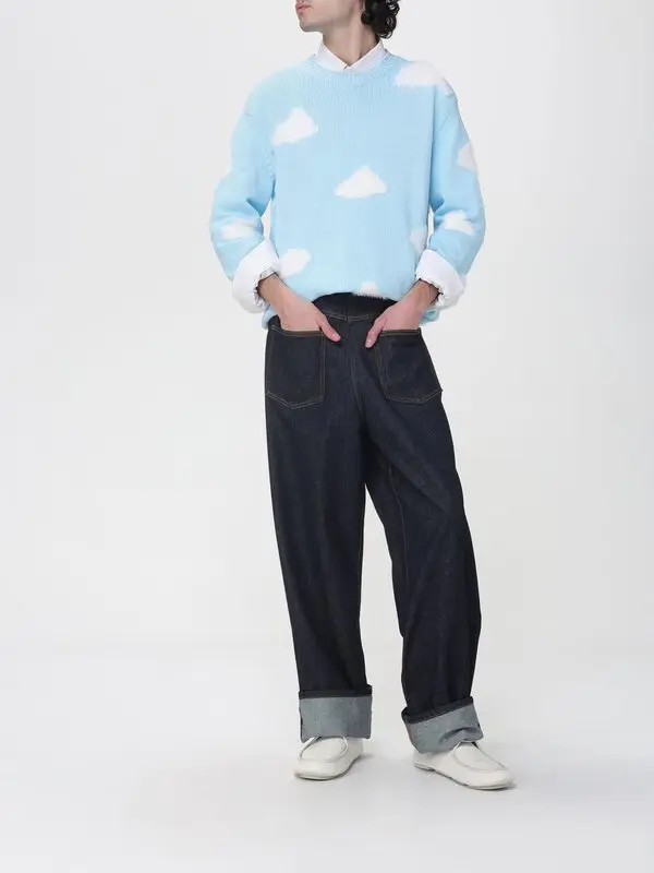 Moschino Cloud Embroidered Cotton Blend Sweater