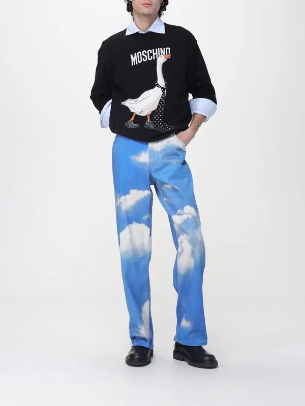 Moschino Printed Denim Straight Leg Jeans