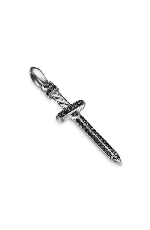David Yurman Pavé Black Diamond Sword Amulet - Silver Pave