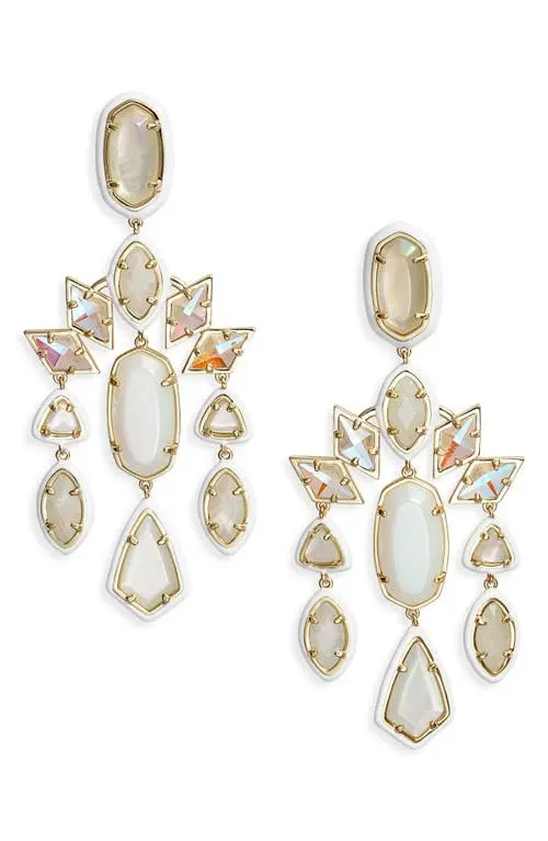 Kendra Scott Greta Statement Earrings - Gold Ivory Mix