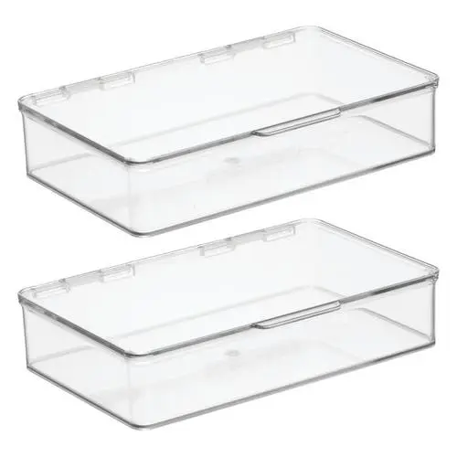 IDESIGN Stackable Hinged-lid Pantry Storage Boxset Of 2 - Clear