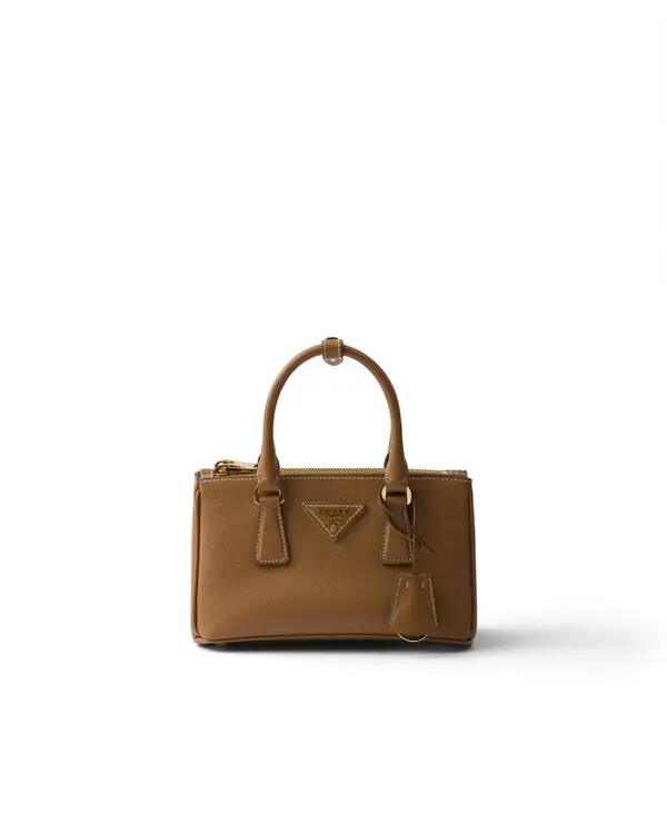 Prada Galleria Mini Saffiano Leather Bag - Brown