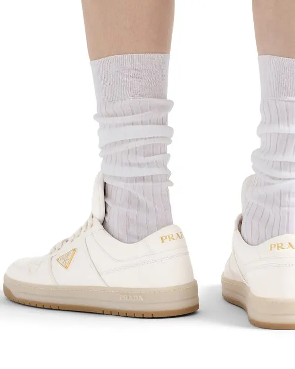 Prada Downtown Nappa Leather Sneakers - Neutral