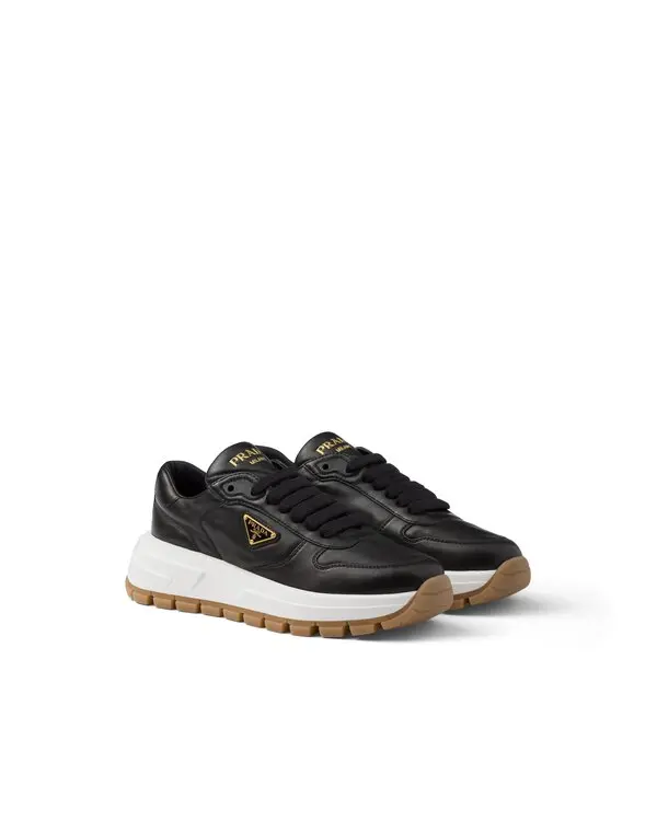 Prada Prax 01 Leather Sneakers - Black