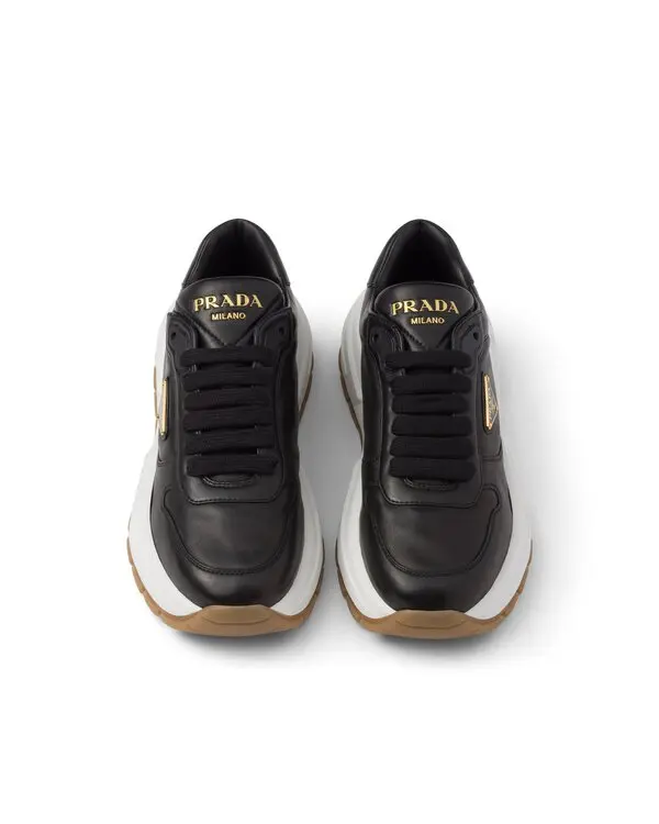 Prada Prax 01 Leather Sneakers - Black