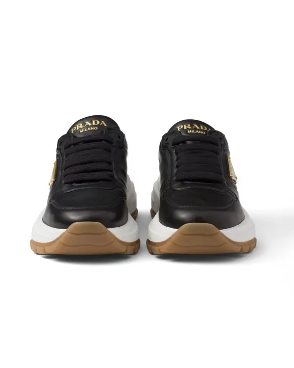 Prada Prax 01 Leather Sneakers - Black