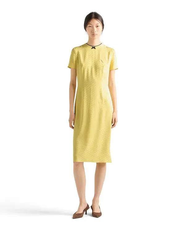 Prada Polka-dot Satin Sheath Dress - Yellow