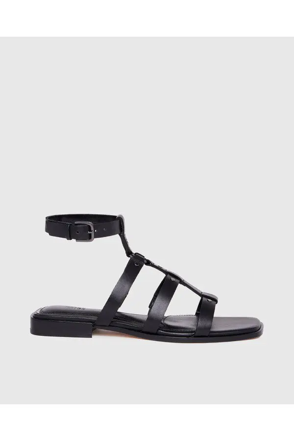 Paige Leather Gladiator Sandals - Black