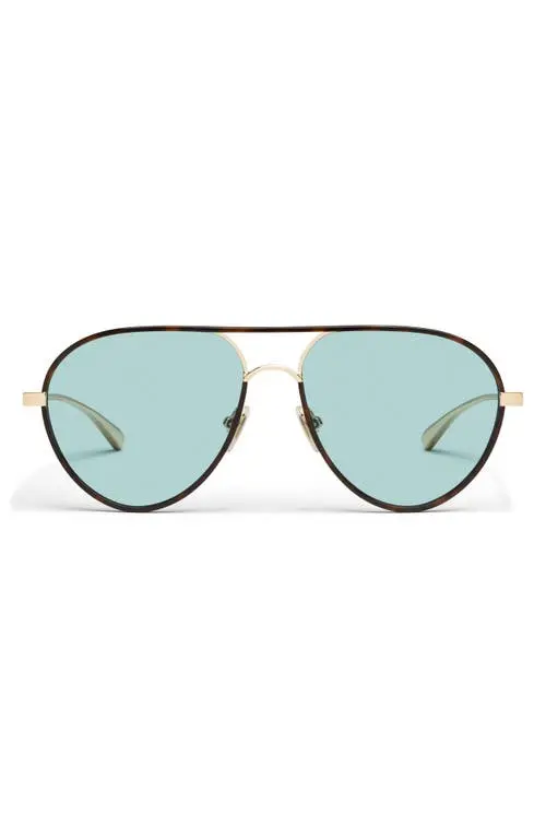 Quay Say Less 59mm Aviator Sunglasses - Amber Tort/aqua